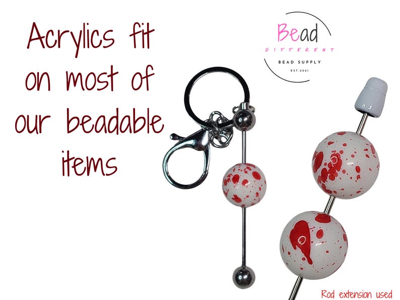 20mm Bubblegum Bead, Blood Splatter Beads, Red Chunky Beads, Acrylic ...