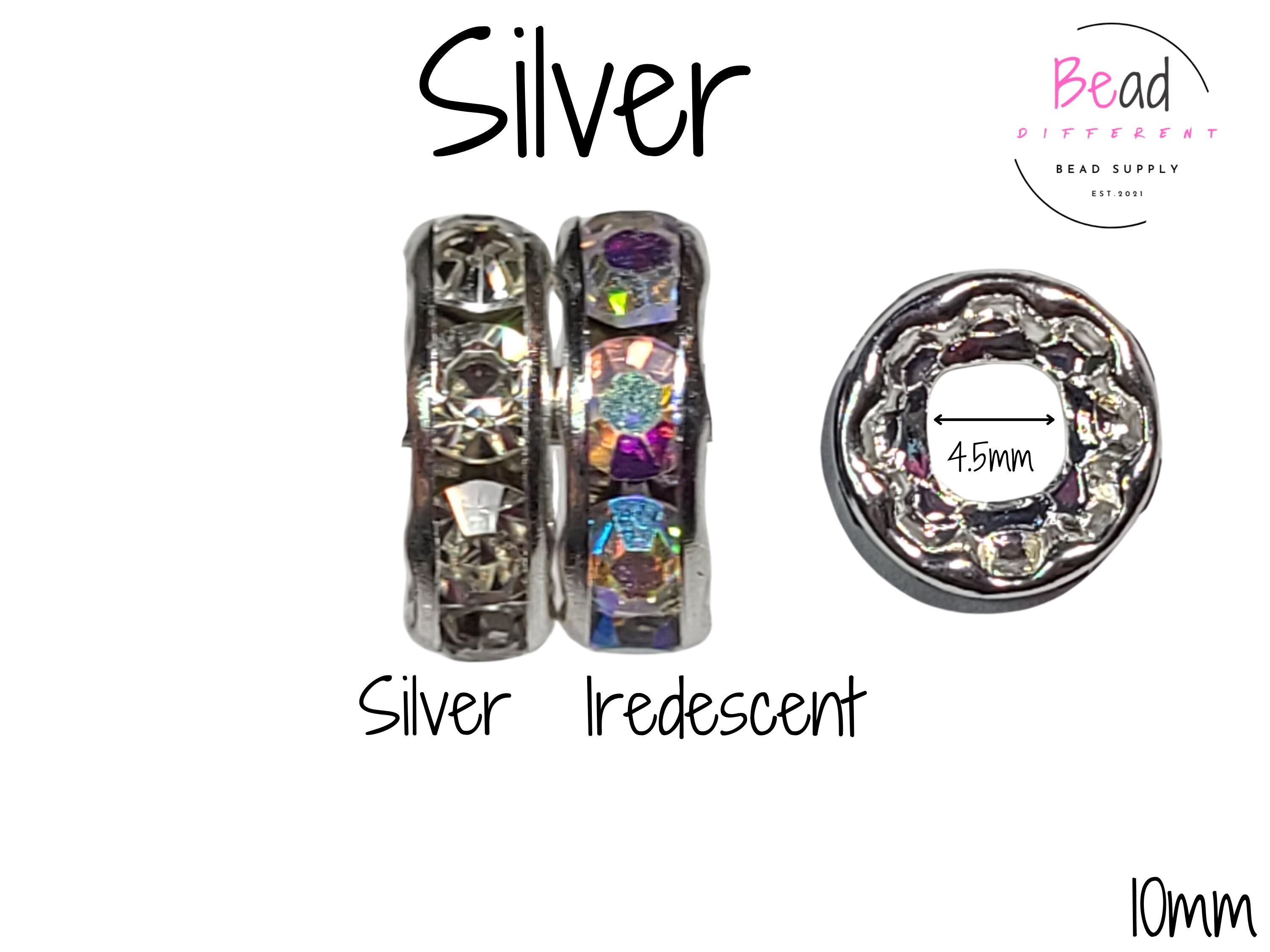 10mm Wide Hole Gem Spacer, Rondelle Spacers, Rhinestone Spacer Bead ...