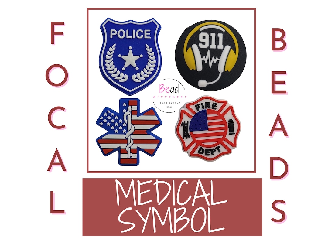 Medical Symbol Beads, Silicone Focal Beads, Fire Department Beads ...