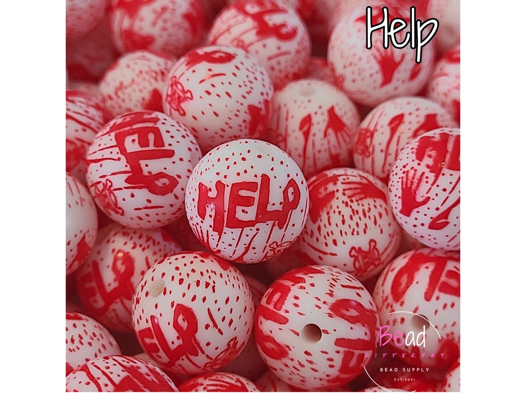 Halloween Beads, Blood Splatter Beads, Help Beads, Spooky Bead, 15mm ...