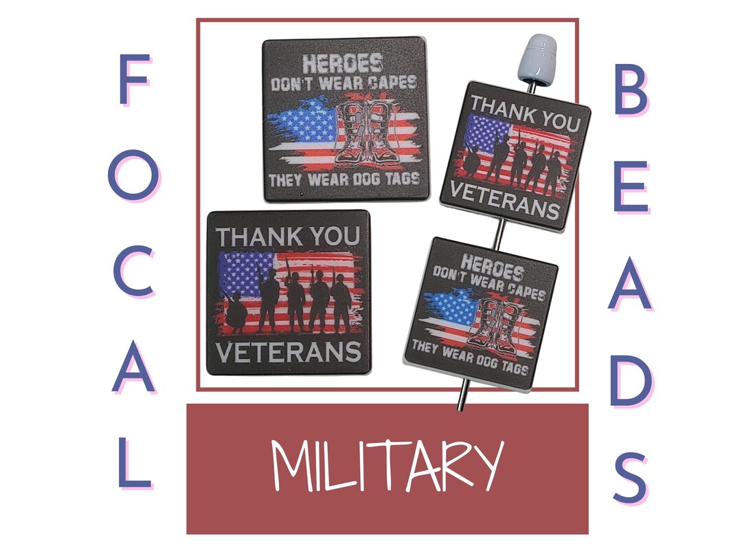 Patriotic Beads, Focal Silicone Beads, USA Beads, Military Beads ...