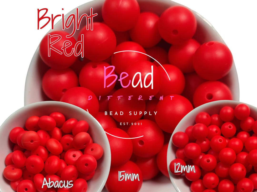 Silicone Round Beads, Solid Bright Red Beads, 15mm Beads in Bulk, 14mm ...