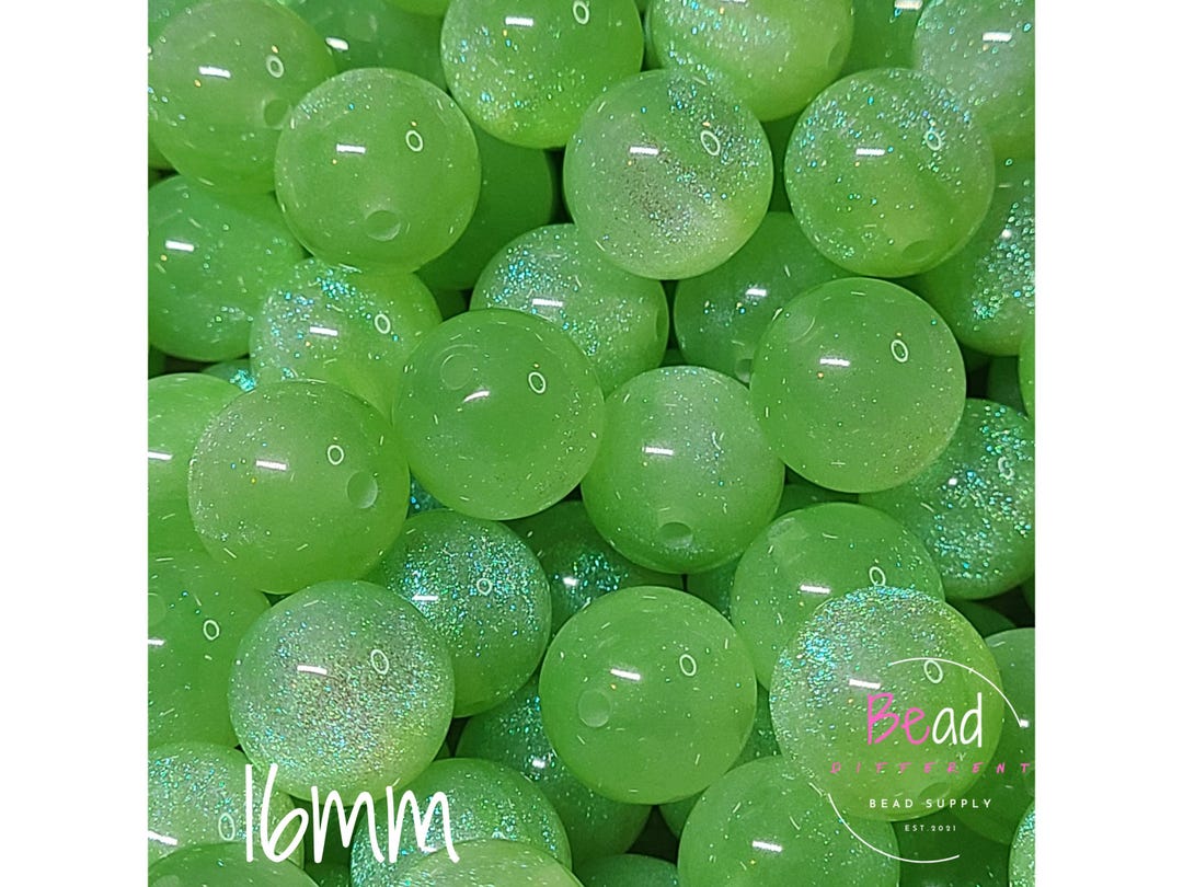 16mm Acrylic Beads, Shimmer Beads, Light Green Bead, Chunky Bead ...