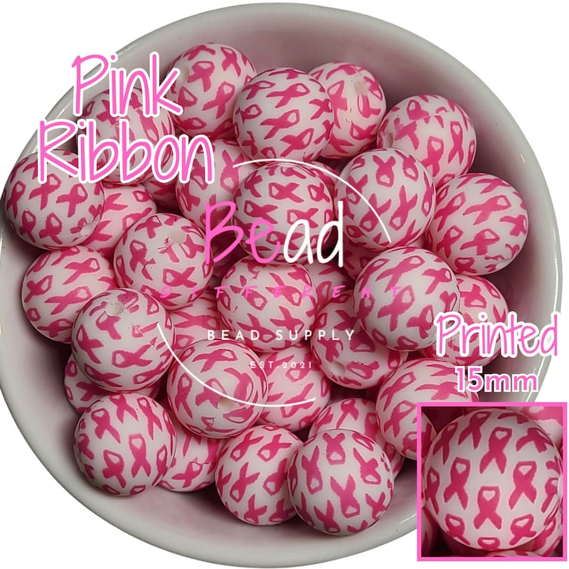 Pink Ribbon Beads - Etsy