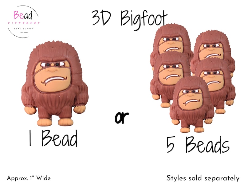 3D Beads, Bigfoot Beads, Silicone Focal Bead, Sasquatch Bead, Gift for ...