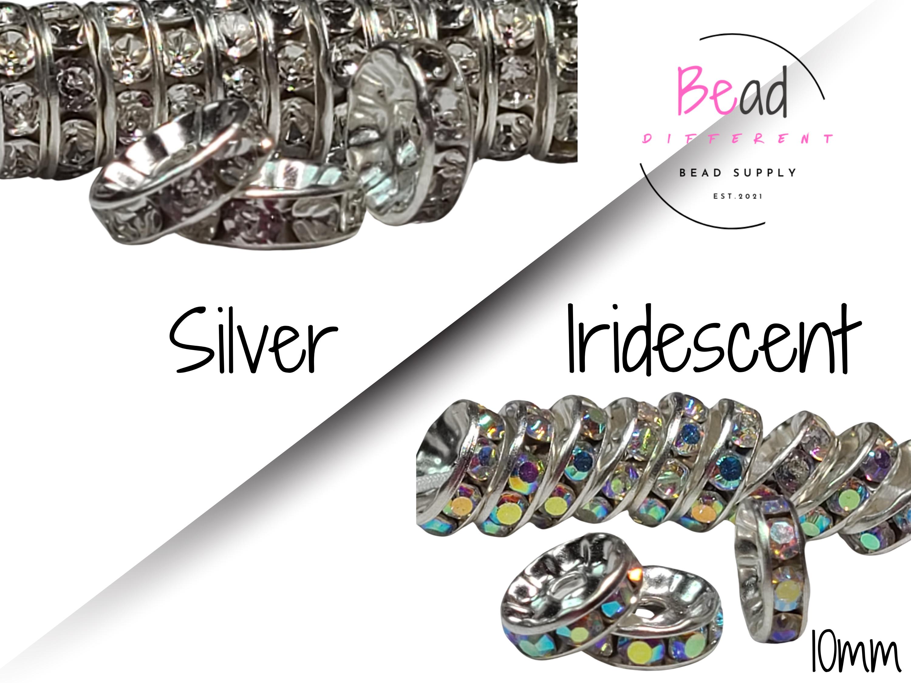 10mm Gem Spacer, Rondelle Spacers, Rhinestone Spacer Bead, Sparkly ...