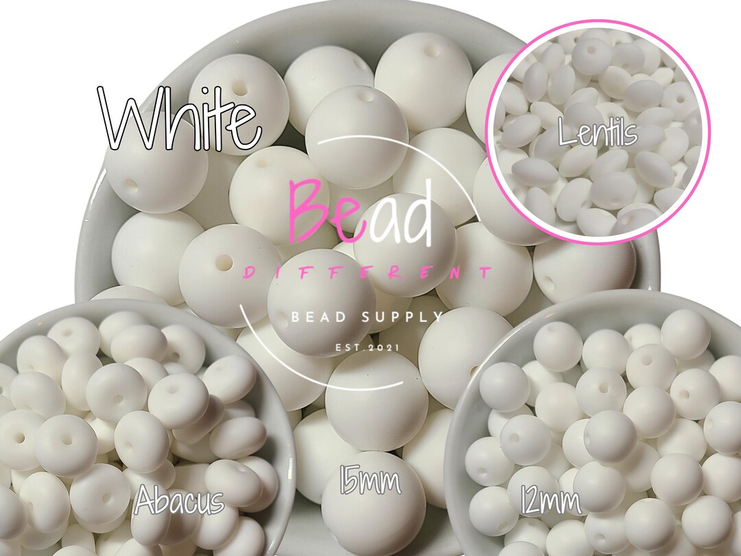 Silicone Round Beads, Solid Snow White Beads, 15mm Beads in Bulk, 14mm ...