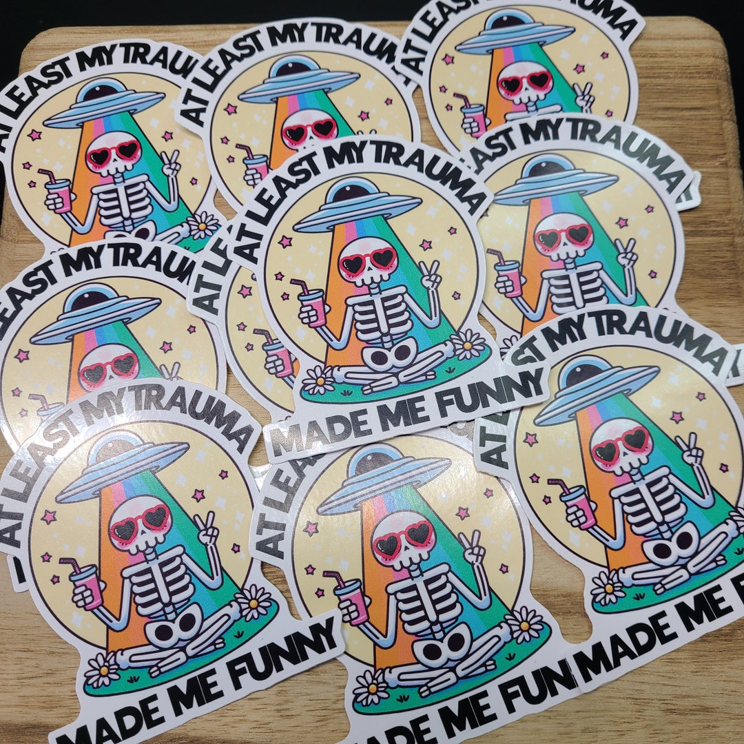 Funny Trauma Die Cut Sticker Book Sticker, Alien Sticker, Kindle Book ...