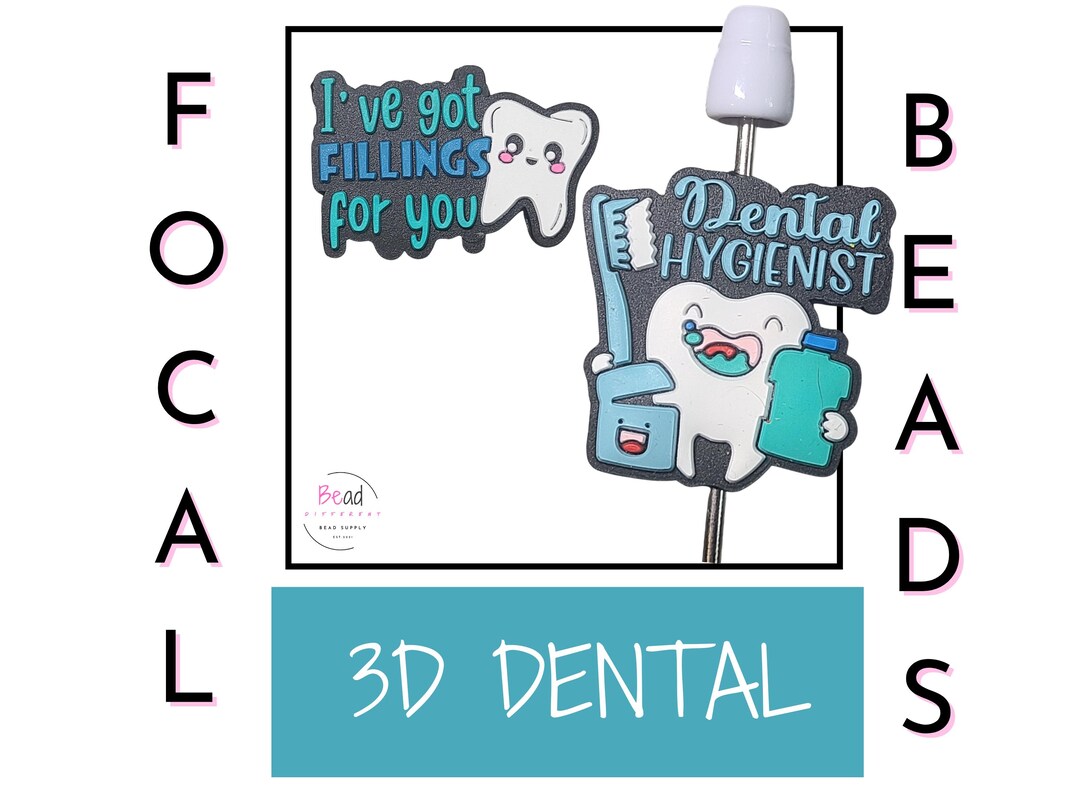 Dental Hygienist Beads, Silicone Focal Bead, Dental Bead, Dentist Bead ...