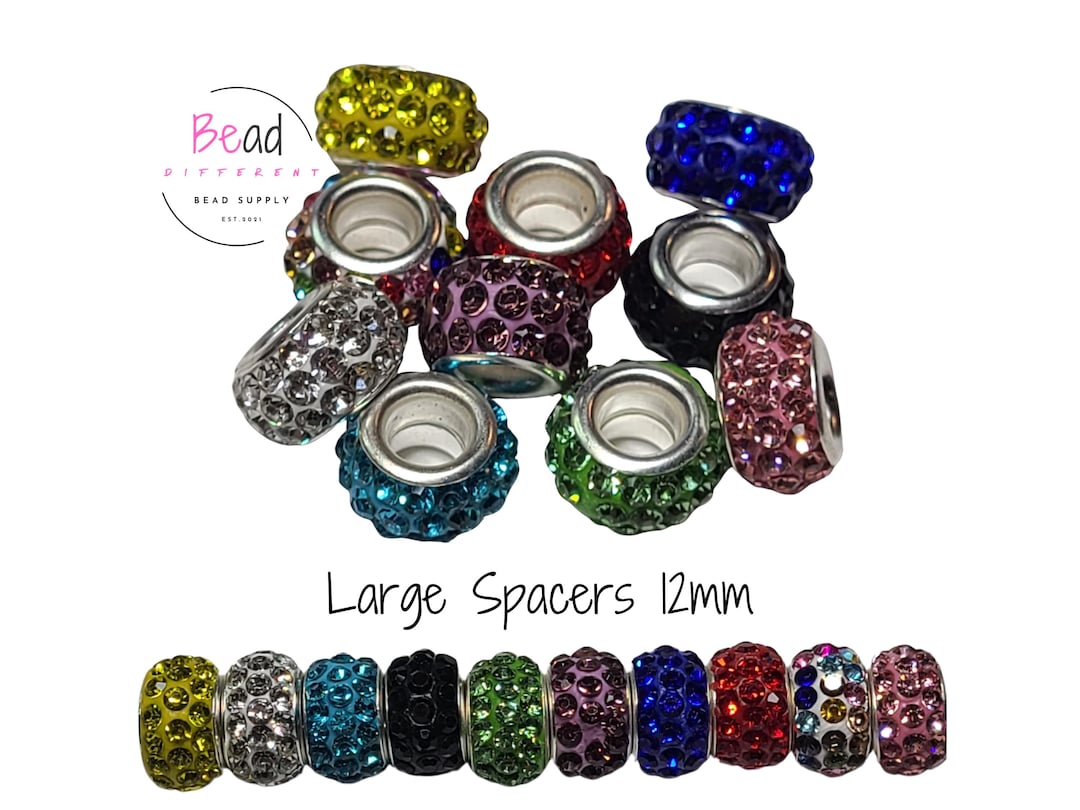 Large Hole Rhinestone Spacer, Rondelle Spacers, 12mm Spacer Bead ...