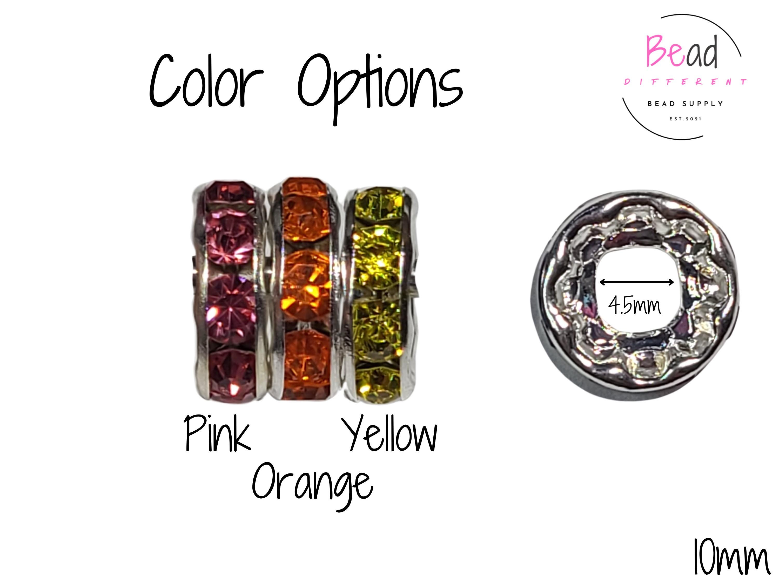 10mm Wide Hole Gem Spacer, Rondelle Spacers, Rhinestone Spacer Bead ...
