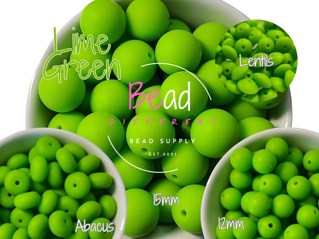 Silicone Round Beads, Solid Lime Green Beads, 15mm Beads in Bulk, 12mm ...