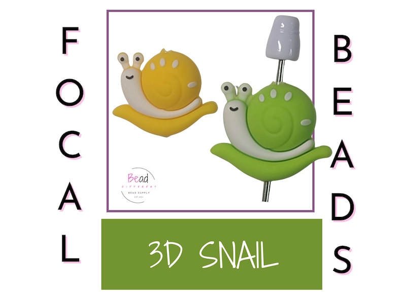 3D Snail Bead, Bug Focal Beads, Silicone Beads, Animal Focal Bead, Bead ...