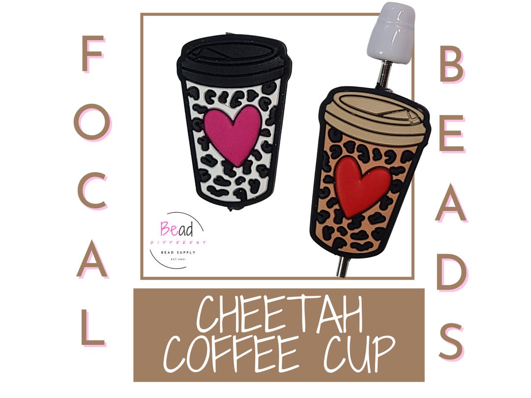 Cheetah Beads, Coffee Cup Beads, Silicone Focal Beads, Coffee Focal ...