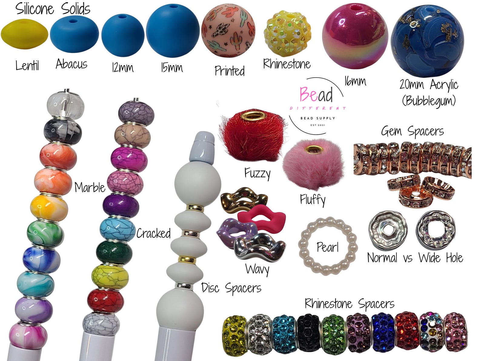 16mm Beads, UV Beads, AB Beads, Mixed Bubblegum Beads, Chunky Beads ...