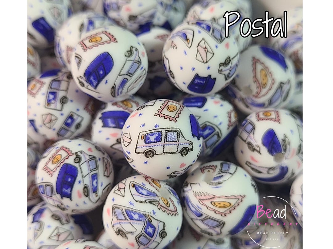 Postal Bead, 15mm Round Bead, Postage Stamp Beads, DIY Craft Beads ...