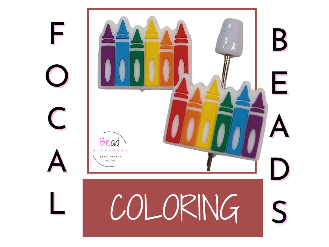 Coloring Beads, Crayon Bead, Silicone Focal Bead, Rainbow Beads ...