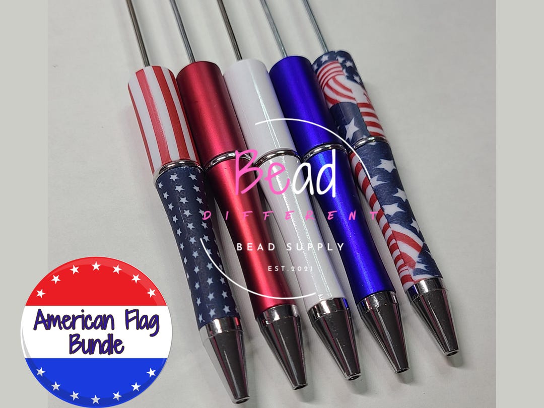 American Flag Pen Bundle Pack, Printed Beaded Pen Blanks, Crafting Pens ...