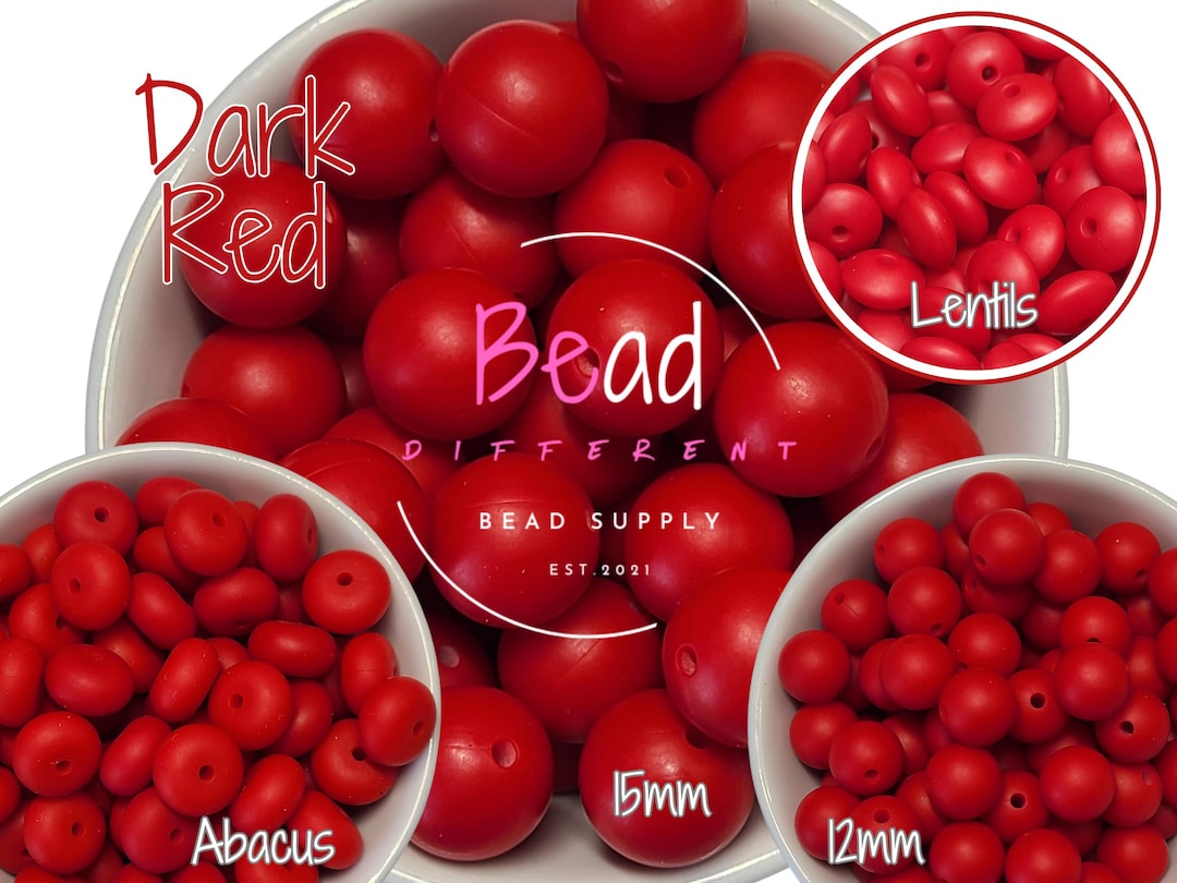 Silicone Round Beads, Solid Dark Red Beads, 15mm Beads in Bulk, 14mm ...