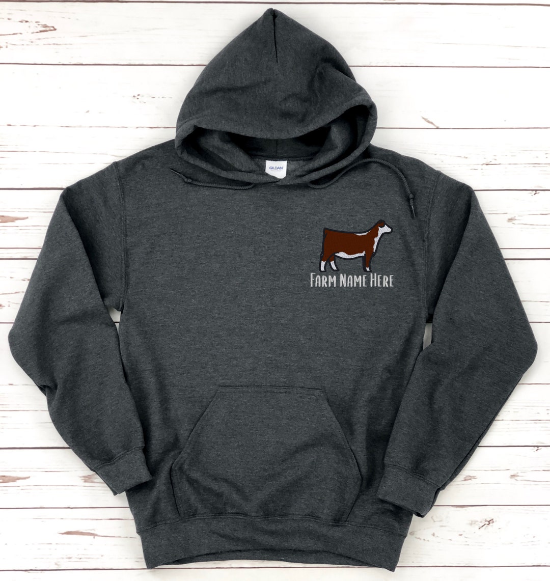 Custom Cattle Embroidered Sweatshirt, Custom Farm Logo Hoodie ...