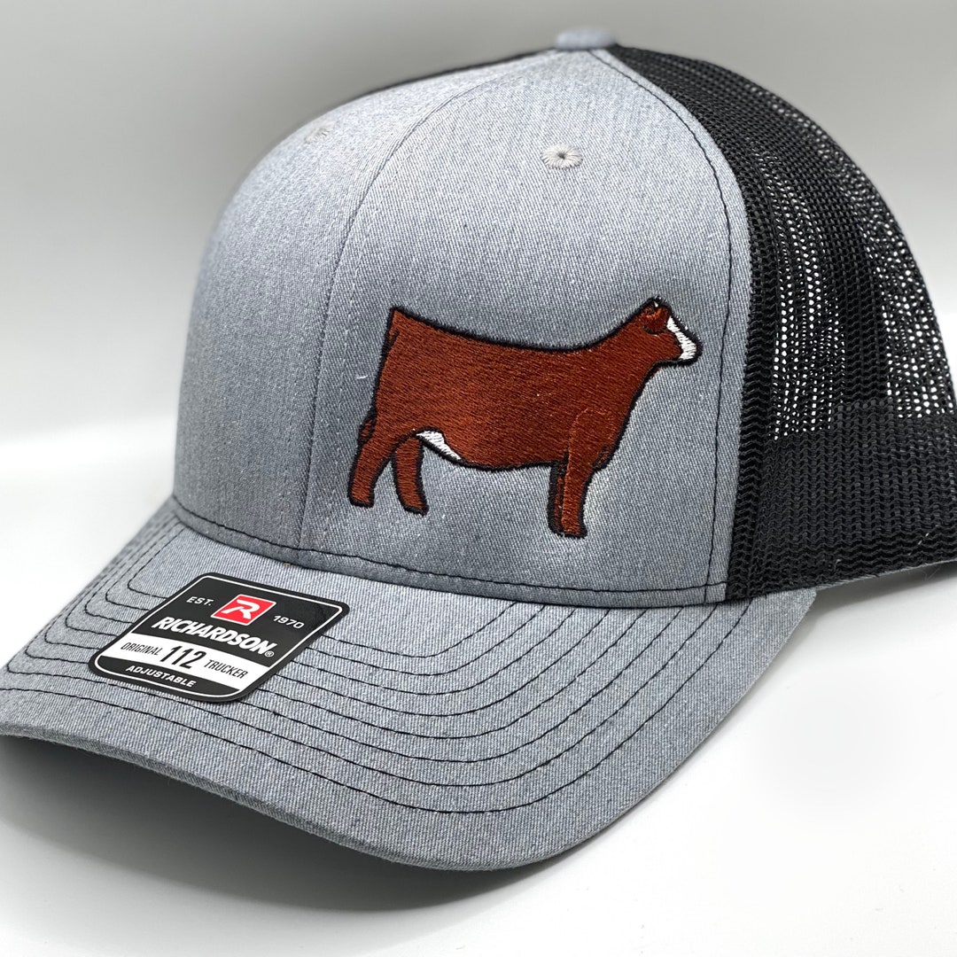Red Simmental Cattle Embroidered Trucker Hat – Adjustable Stock Show ...