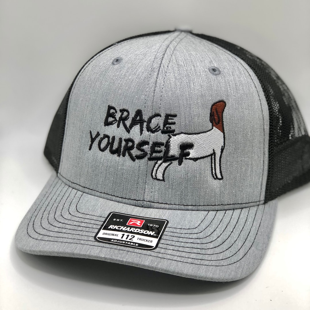 Brace Yourself Custom Livestock Hat, Wether Goat Embroidered Cap, Boer ...