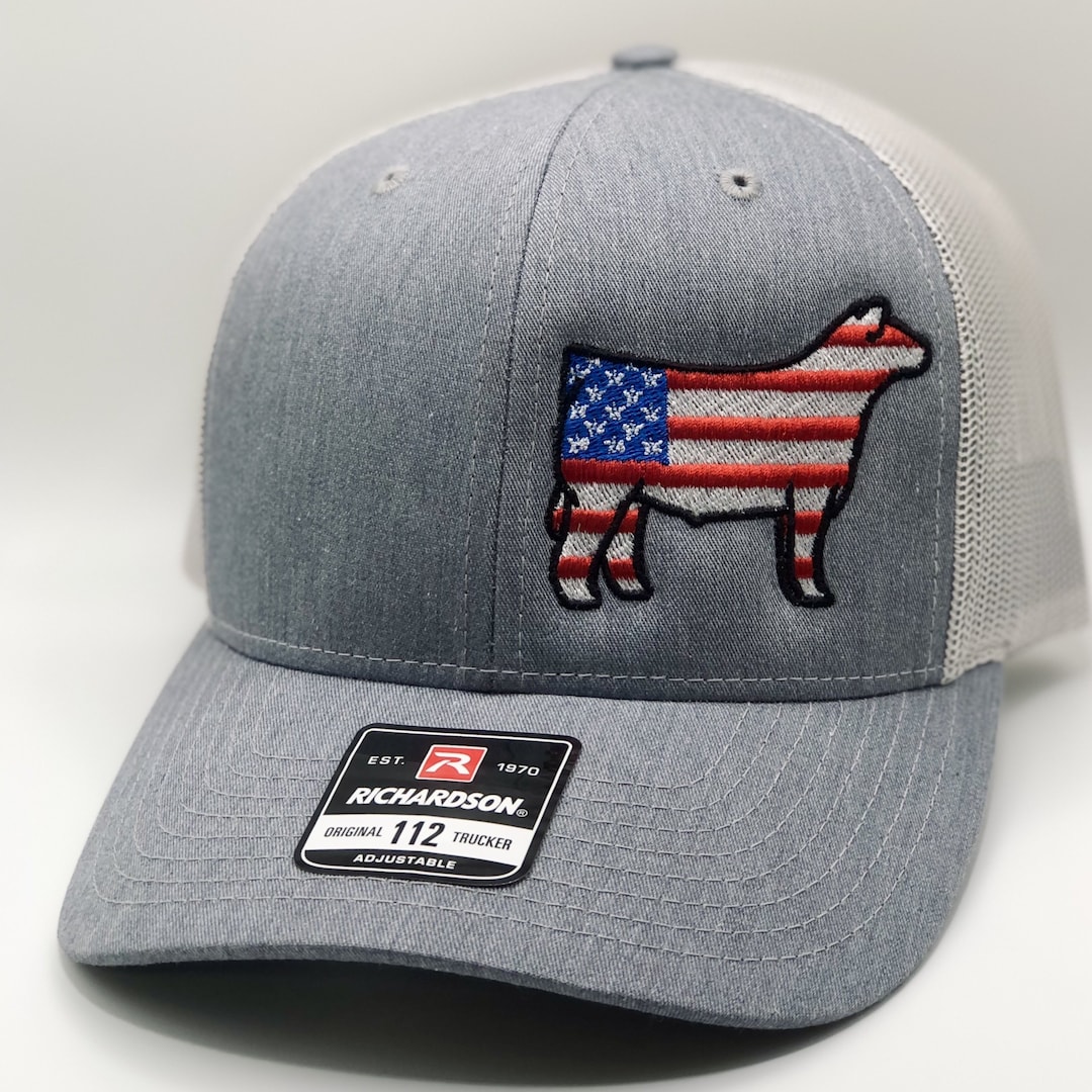 American Flag Steer Hat, Custom Livestock Hat, Show Cattle Embroidered ...