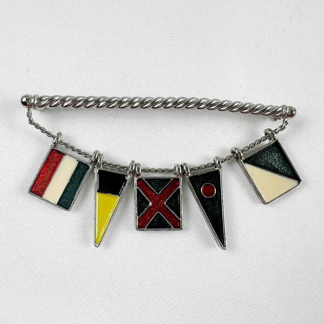 Vintage Colorful Nautical Flags Enamel Brooch Sailing Rope - Etsy
