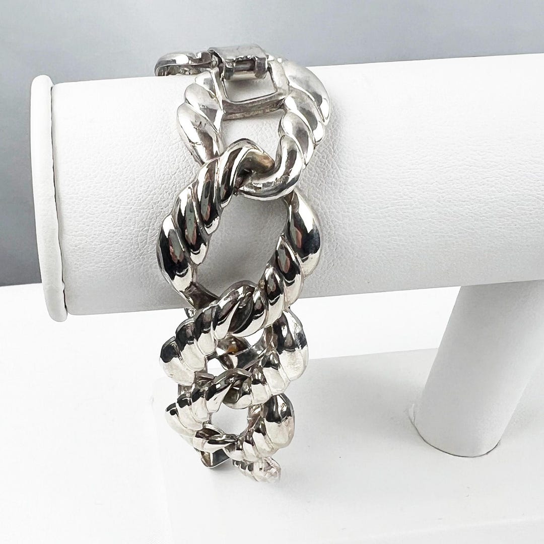 Light Weight Silver Tone Rope Design Square Link Cable Chain Bracelet ...