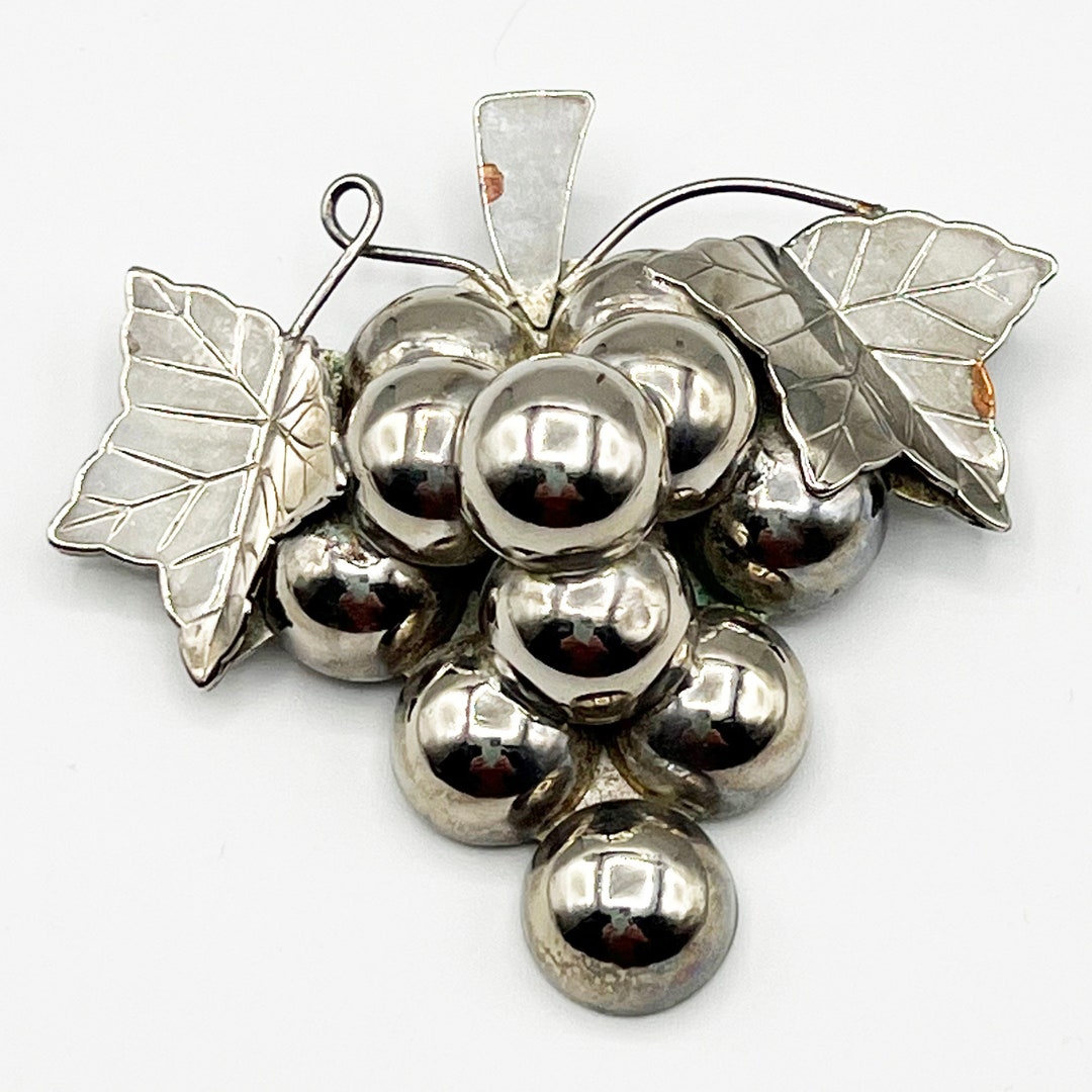 Vintage Silver Grape Cluster Brooch Silver Tone Metal - Etsy