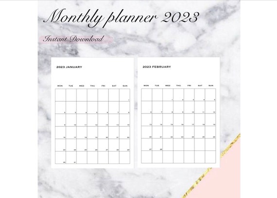 2023 Planner printable Monthly Planner 2023 Monday Start - Etsy