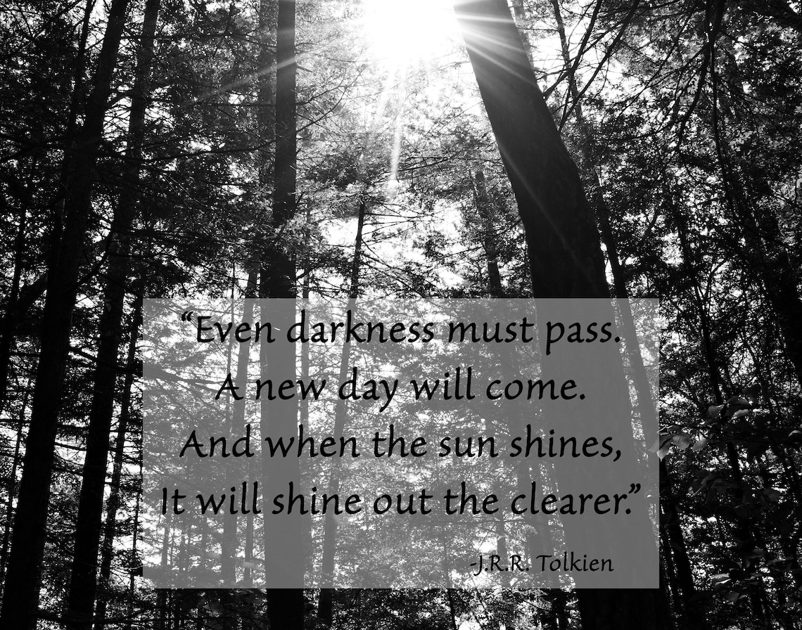 Samwise Gamgee Quote, Even Darkness Must Pass, JRR Tolkien Black and ...