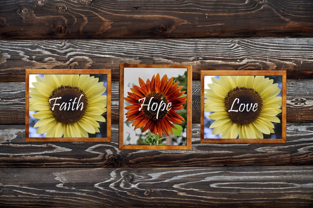 Faith Hope and Love Sunflower Set of 3 Bible Verse Wall Art, 1 ...