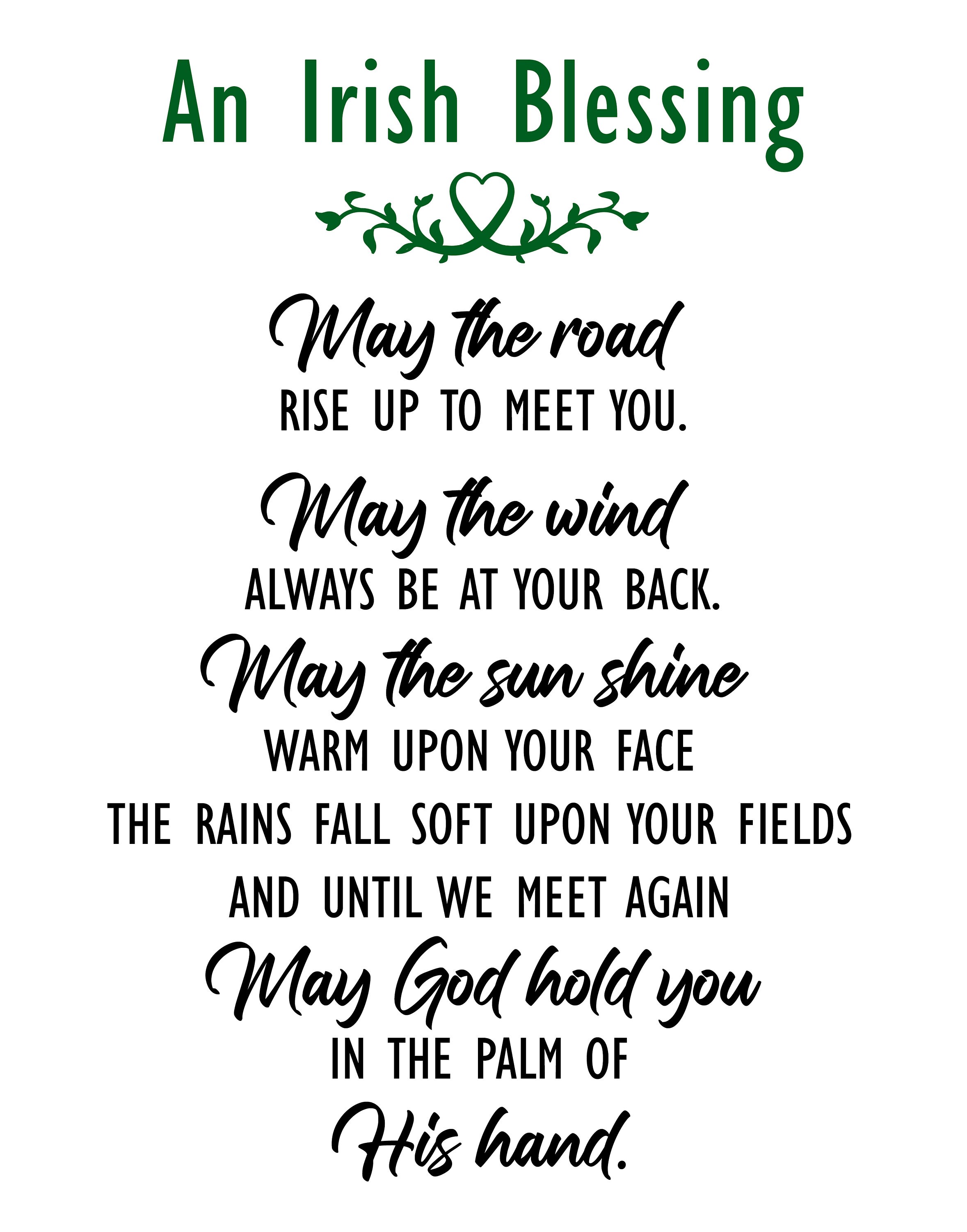 Irish Blessing Printable Wall Art, May the Road Rise up to Meet You, St ...