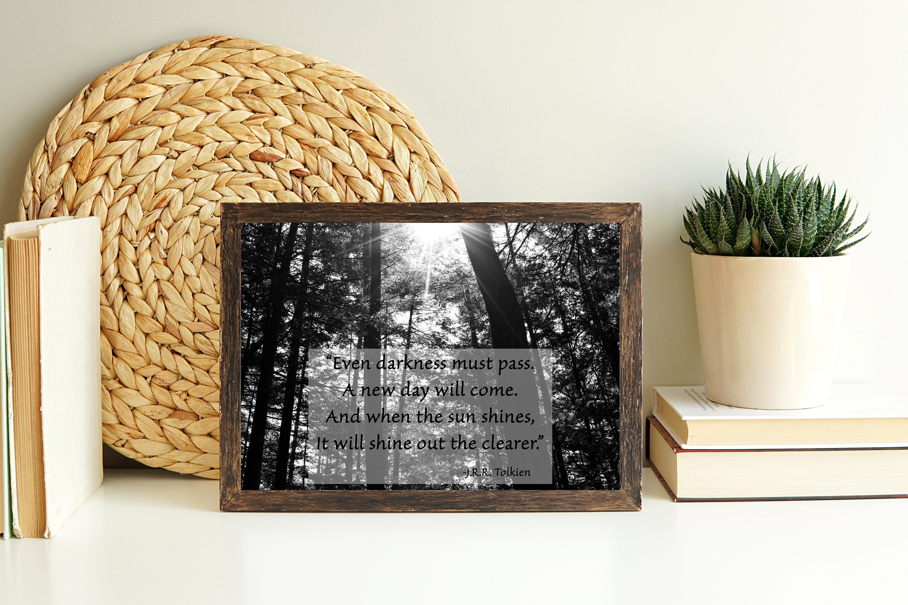 Samwise Gamgee Quote, Even Darkness Must Pass, JRR Tolkien Black and ...