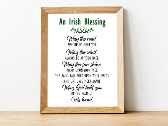 Irish Blessing Printable Wall Art May the Road Rise up to | Etsy