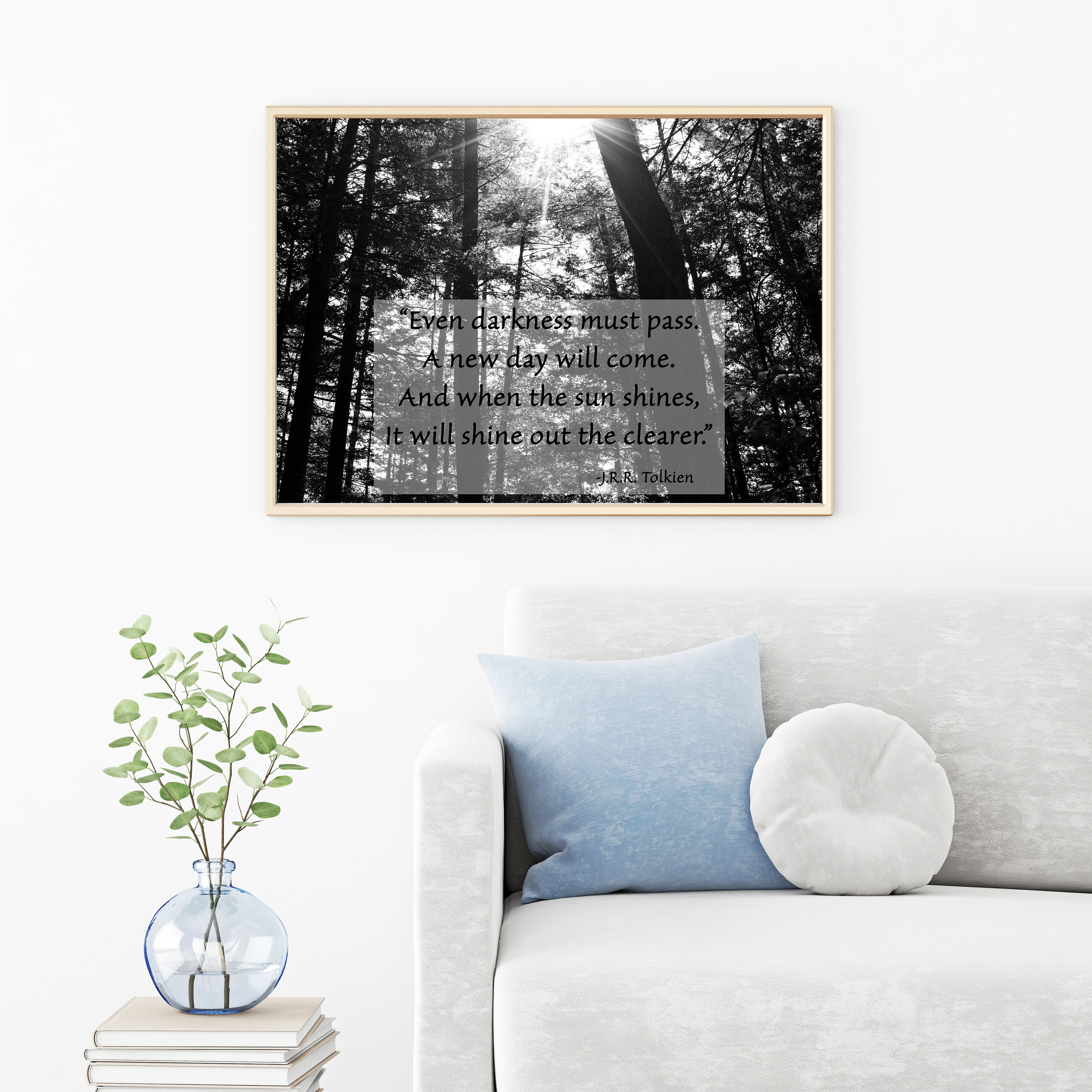 Samwise Gamgee Quote, Even Darkness Must Pass, JRR Tolkien Black and ...