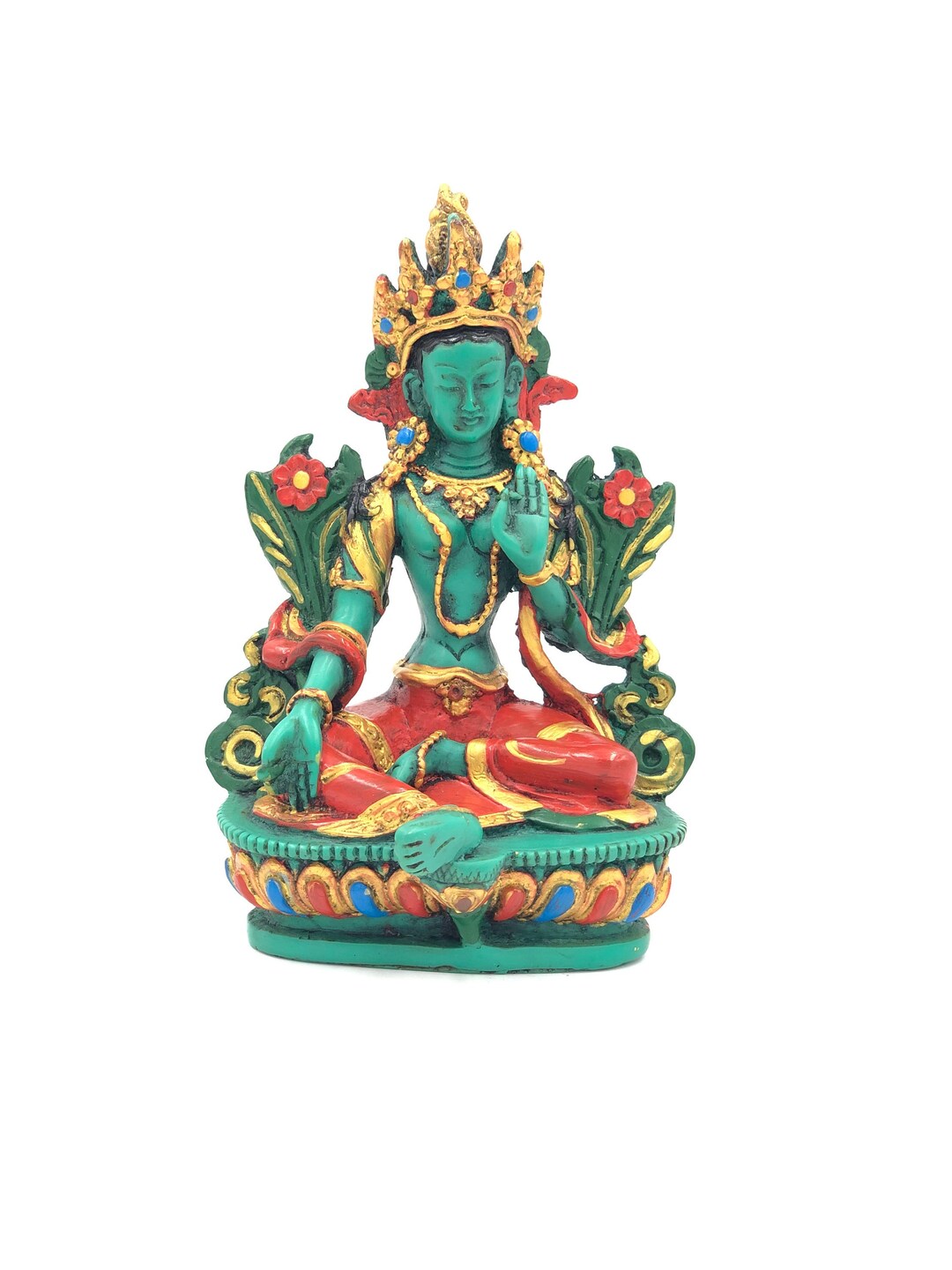4.5 Handpainted Green Color Tara Statue - Etsy
