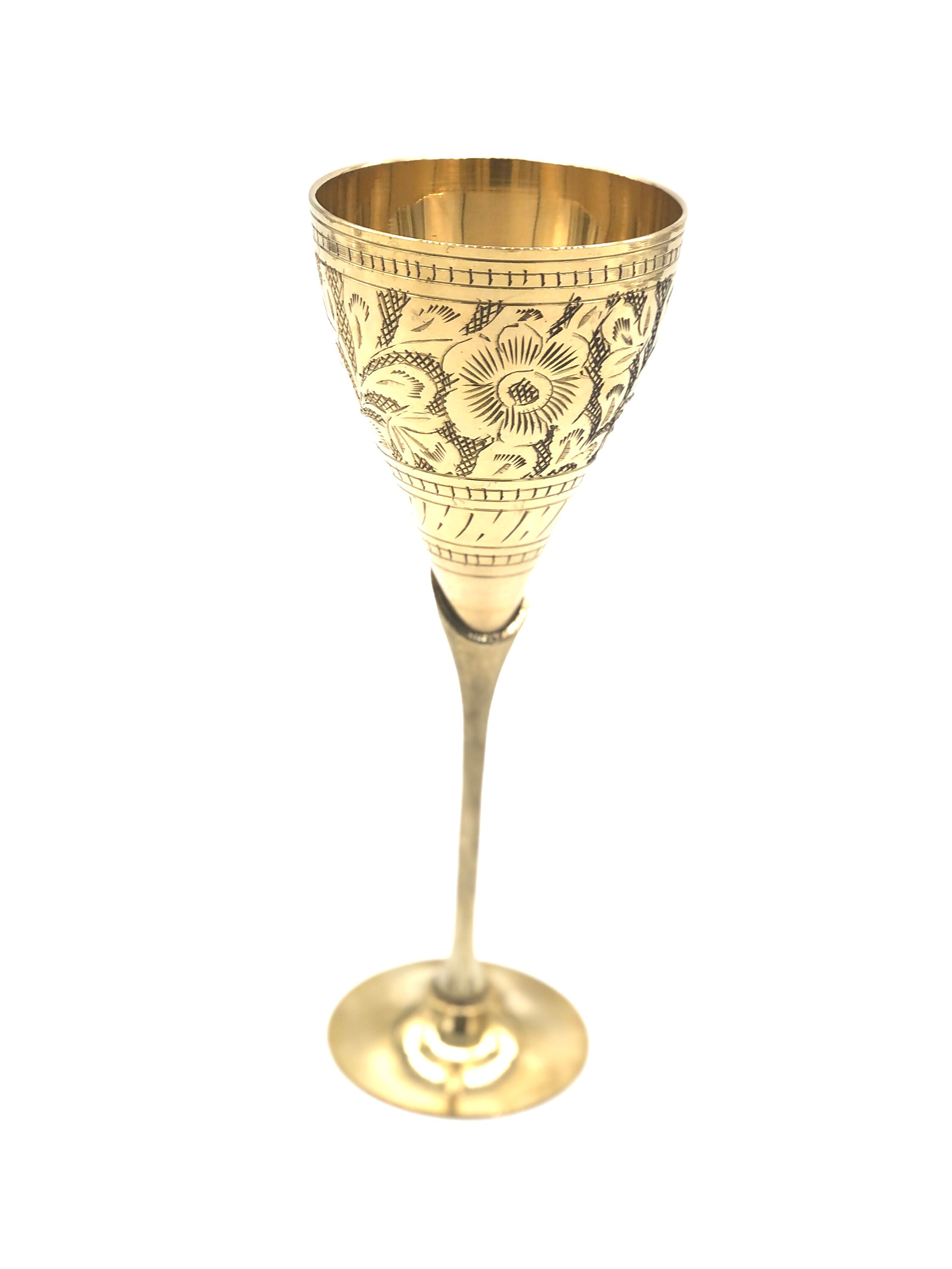Brass Wine Cup Set (round Design) / Home Decor / Beautifully Crafted ...