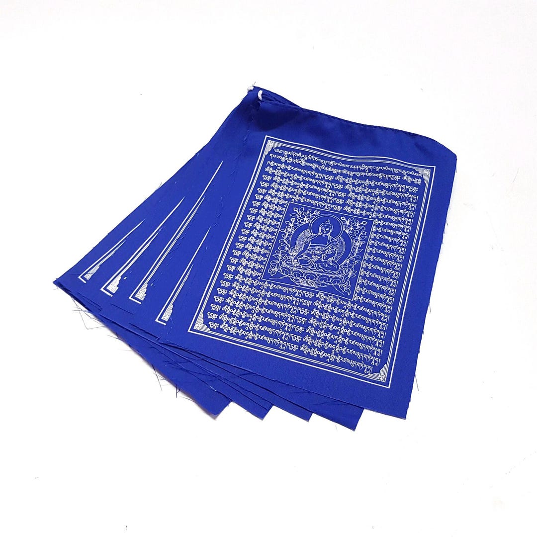 Medicine Budhha All Blue Prayer Flag With Mantra - Etsy