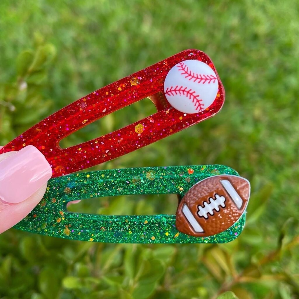 Sports Clips Football Baseball Hair Clips - Etsy