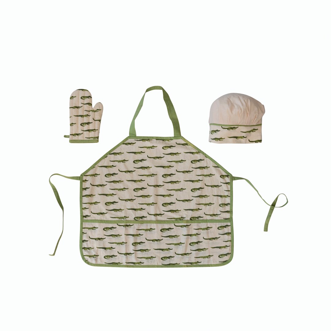 Alligator Child Apron Set Birthday and Holiday Gift Set With Oven Mit ...