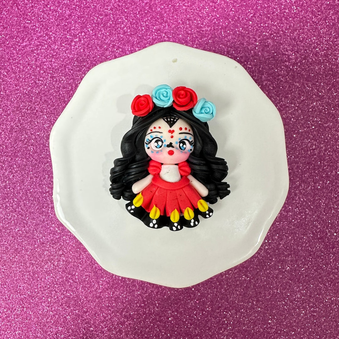 Catrina, Bow Clay Center, Clay Charm, Clay Bow Center, Polymer Clay ...