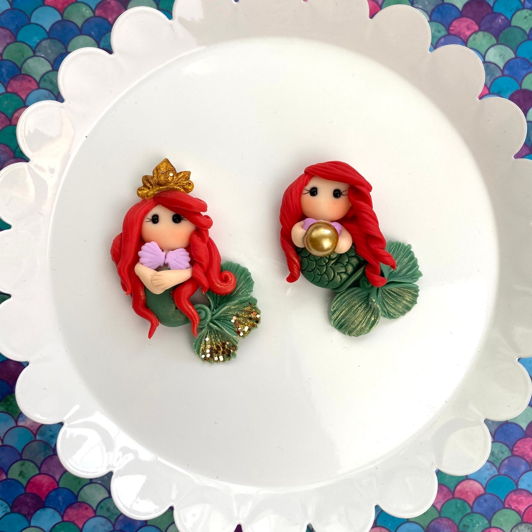 Mermaid, Ariel, CHOOSE ONE, Bow Clay Center, Clay Charm, Clay Bow ...