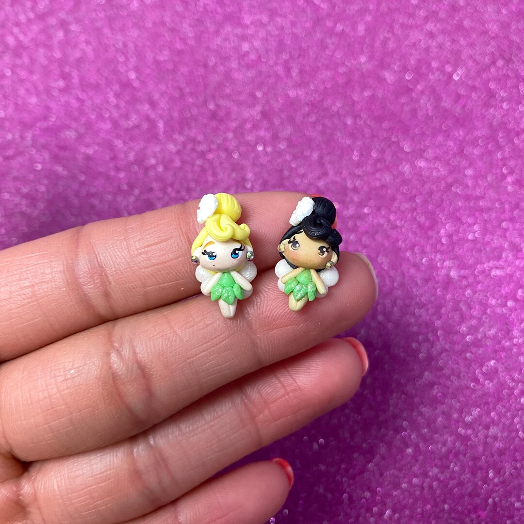 TINY, Green Fairy, Tinkerbell, Bow Clay Center, Clay Charm, Clay Bow ...