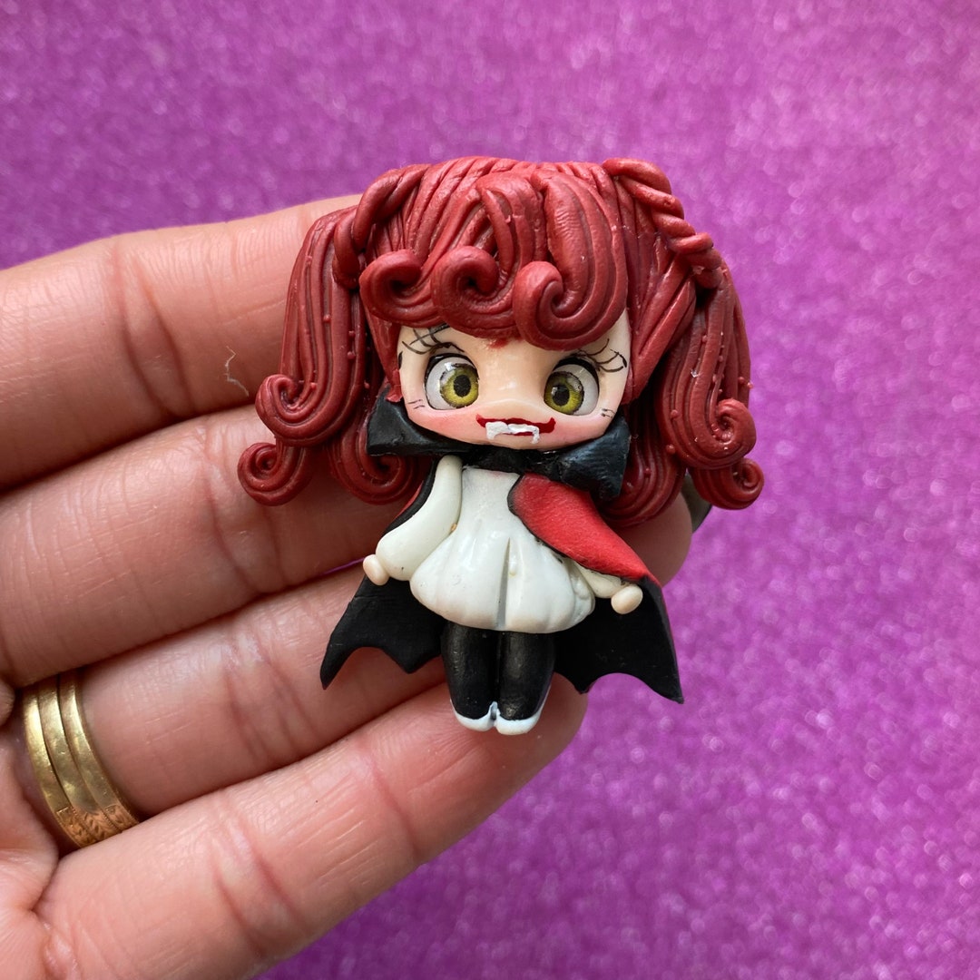 Vampire Girl, Halloween, Bow Clay Center, Clay Charm, Clay Bow Center ...