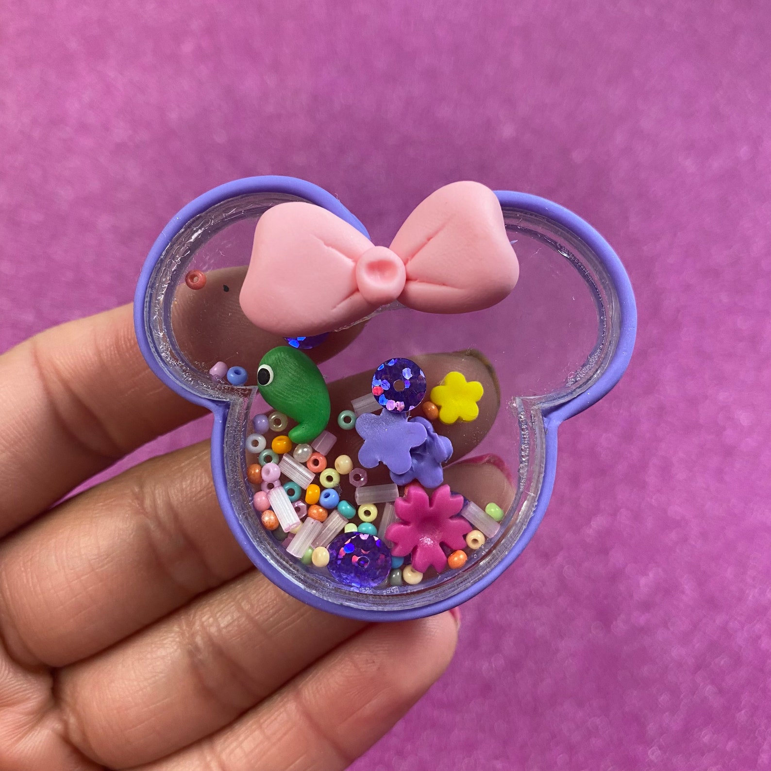 Princess Shaker, RAPUNZEL, Mouse Head, Bow Clay Center, Clay Charm ...
