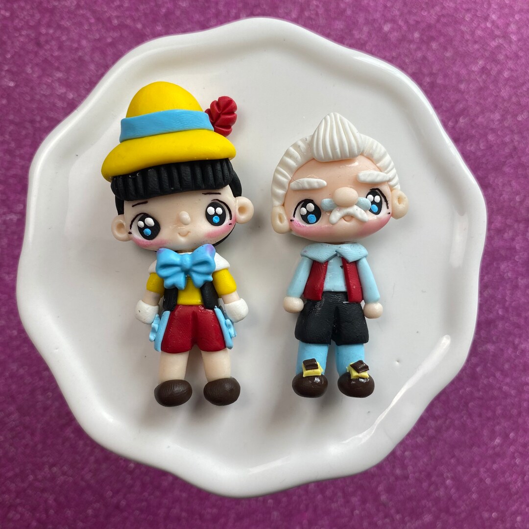 Wooden Puppet, Pinocchio , Bow Clay Center, Clay Charm, Clay Bow Center ...