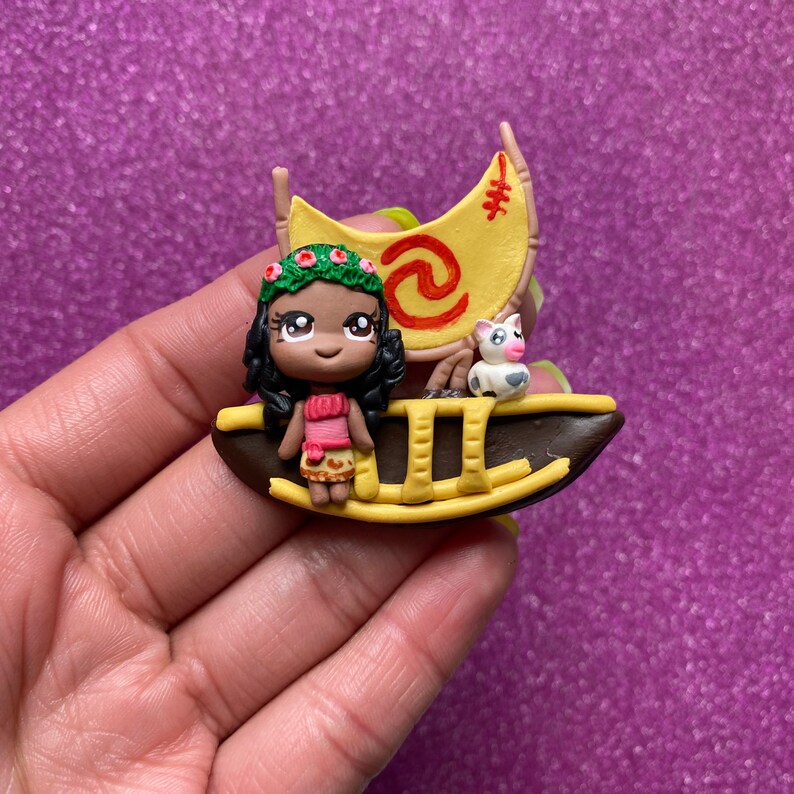 Moana on Boat Moana Tefiti Bow Clay Center Clay Charm - Etsy