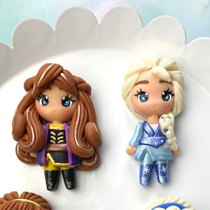 Frozen, Anna, Elsa, Bow Clay Center, Clay Charm, Clay Bow Center ...